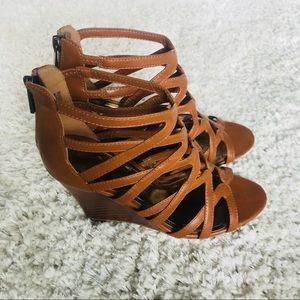 Shoes | Tan Wedges Caged Heels Caged Wedges | Poshmark